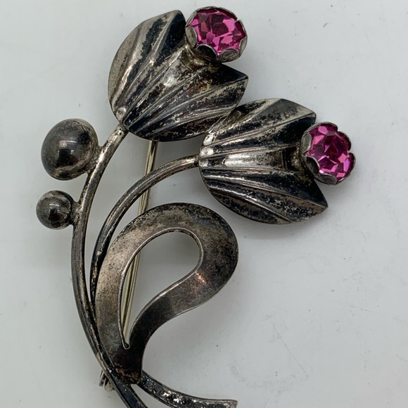 Denmark | Jewelry | Denmark Sterling M S Pin Brooch Pink Sapphire ...